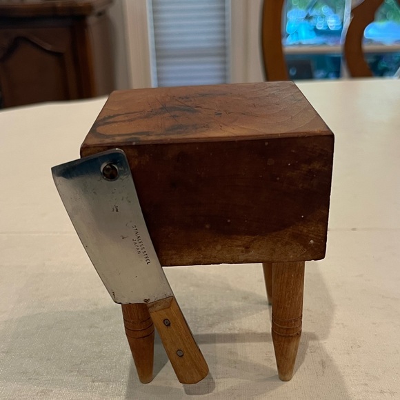 Vintage | Accents | Vintage Miniature Solid Wood Butcher Block And Meat ...